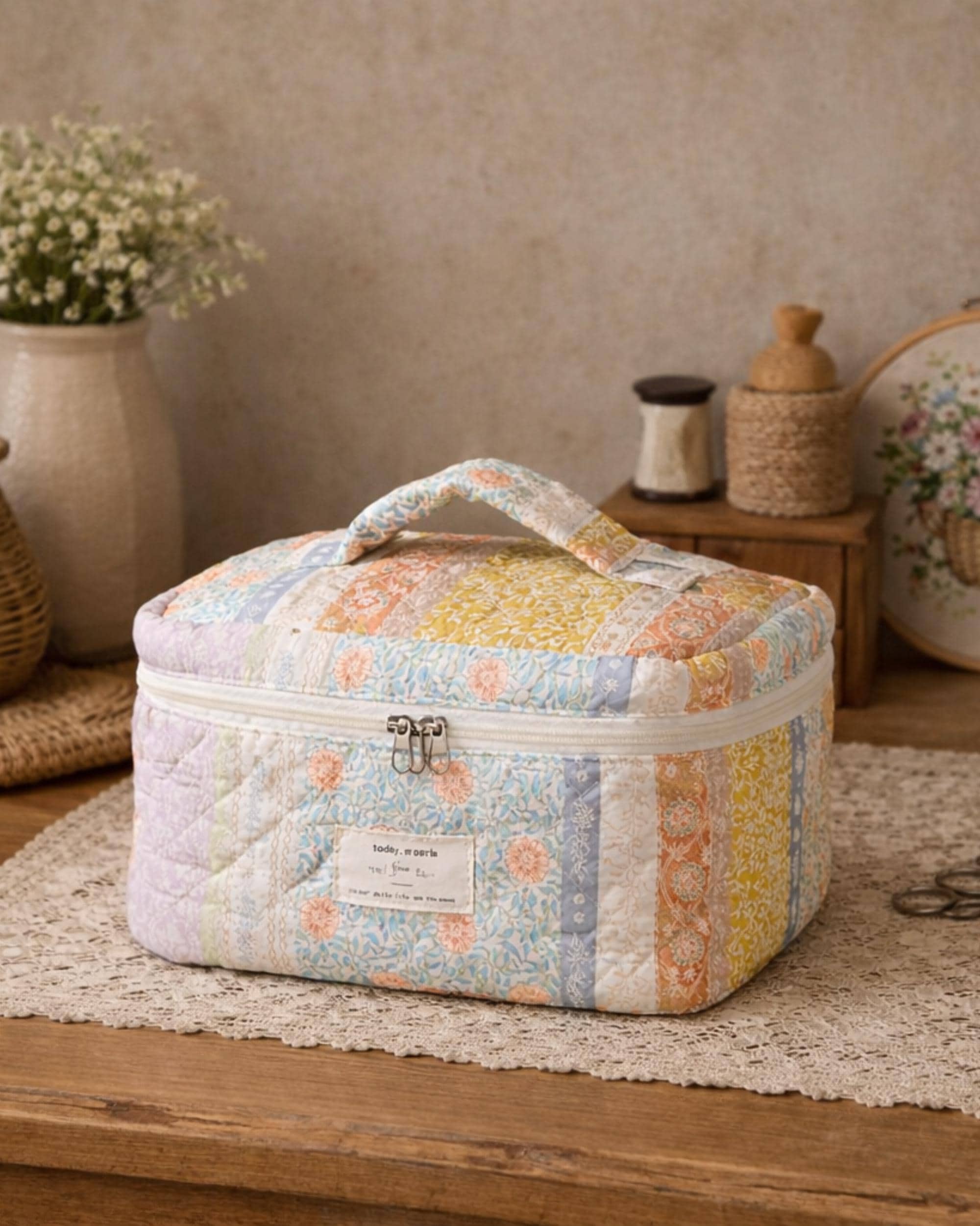 Embroidery Organizer Bag, Sewing Project Bag for Floss & Tools, Quilted ...