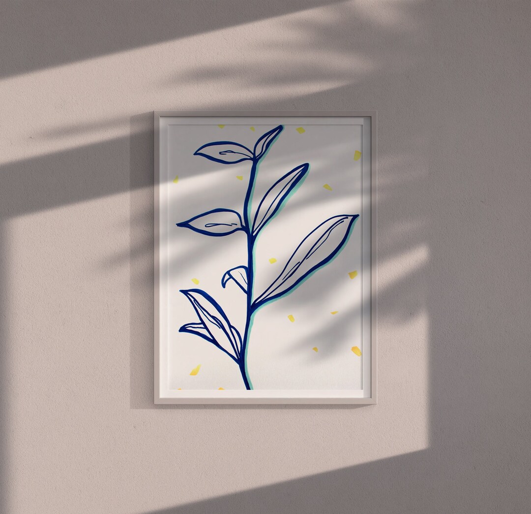 Home Office Decor Wall Art Thin Blue Line Art Botanical Above - Etsy
