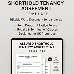 Assured Shorthold Tenancy Agreement (AST) Template UK – Editable Word ...