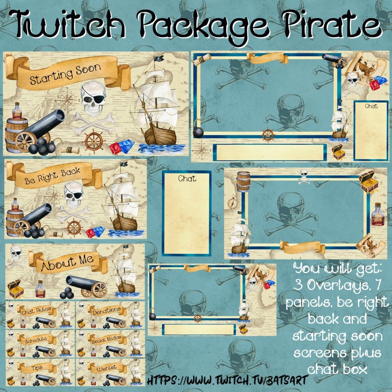 Pirate Twitch Overlay Bundle - Etsy