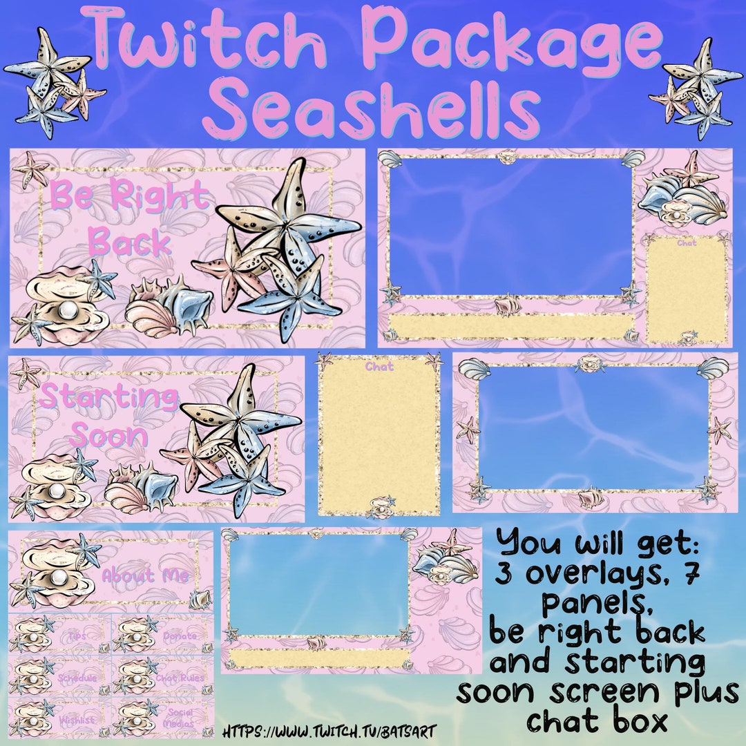 Seashell Twitch Overlay Bundle - Etsy