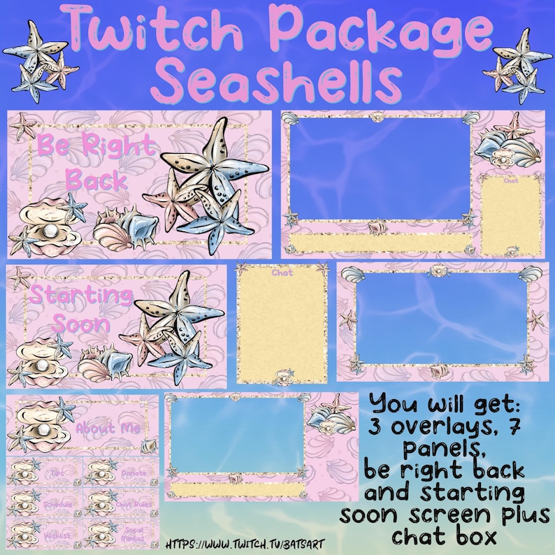 Seashell Twitch Overlay Bundle - Etsy