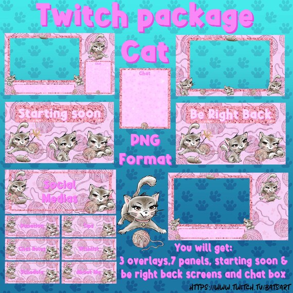 Cat Twitch Overlay Bundle - Etsy