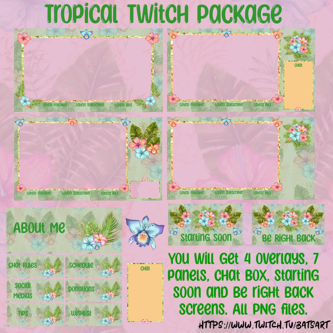 Tropical Twitch Overlay Bundle - Etsy
