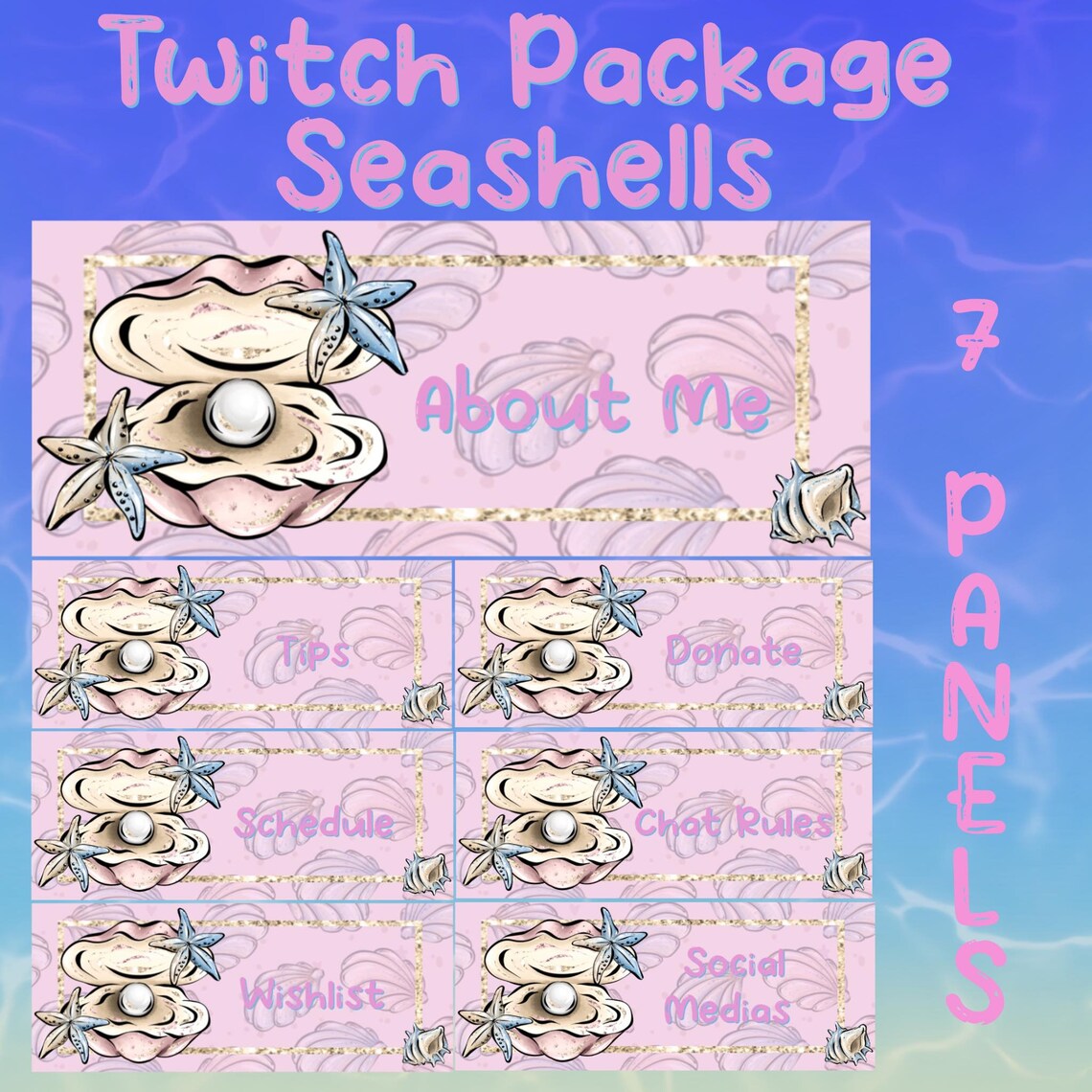 Seashell Twitch Overlay Bundle - Etsy