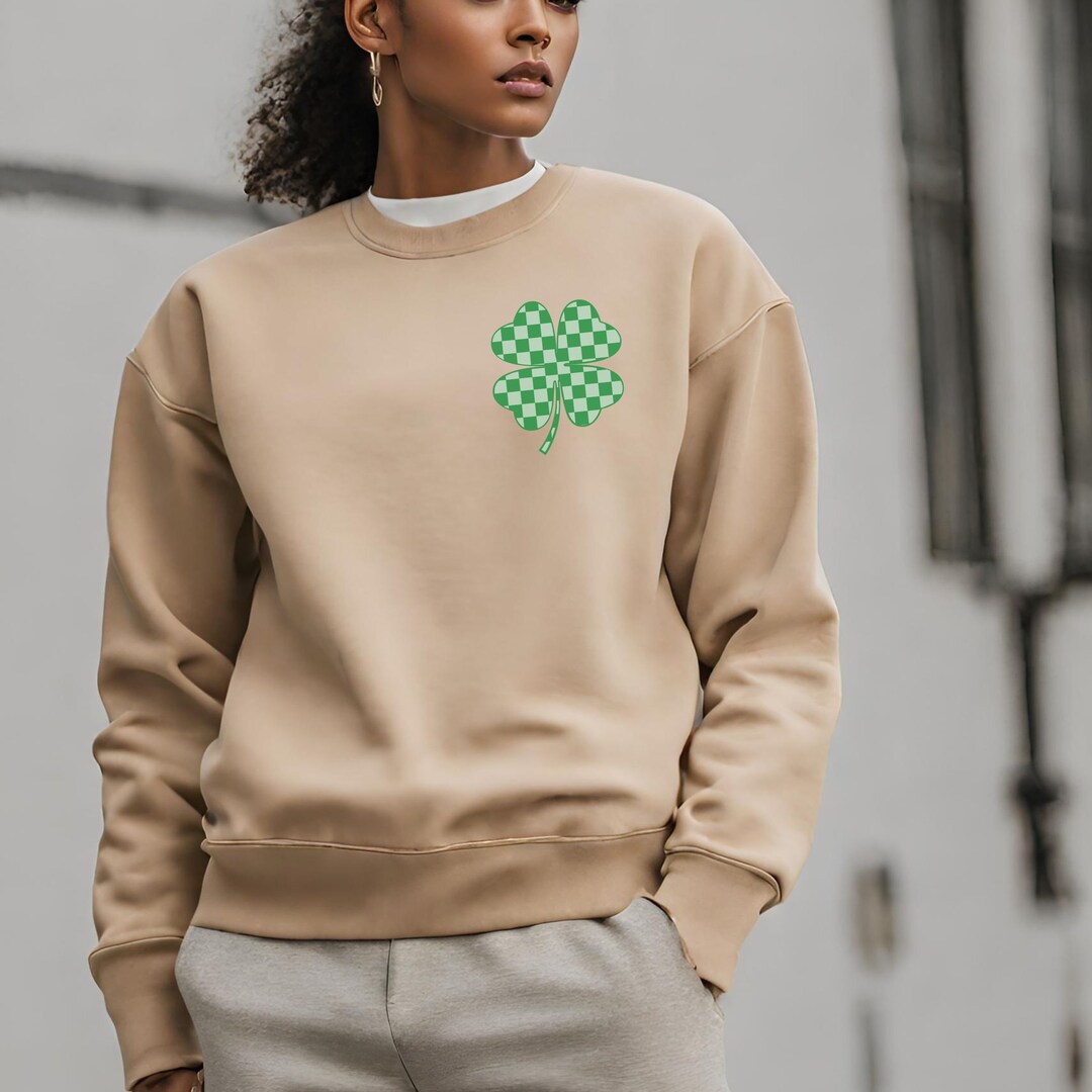Checkered Clover St Patrick's Day Unisex Crewneck Sweatshirt - Etsy