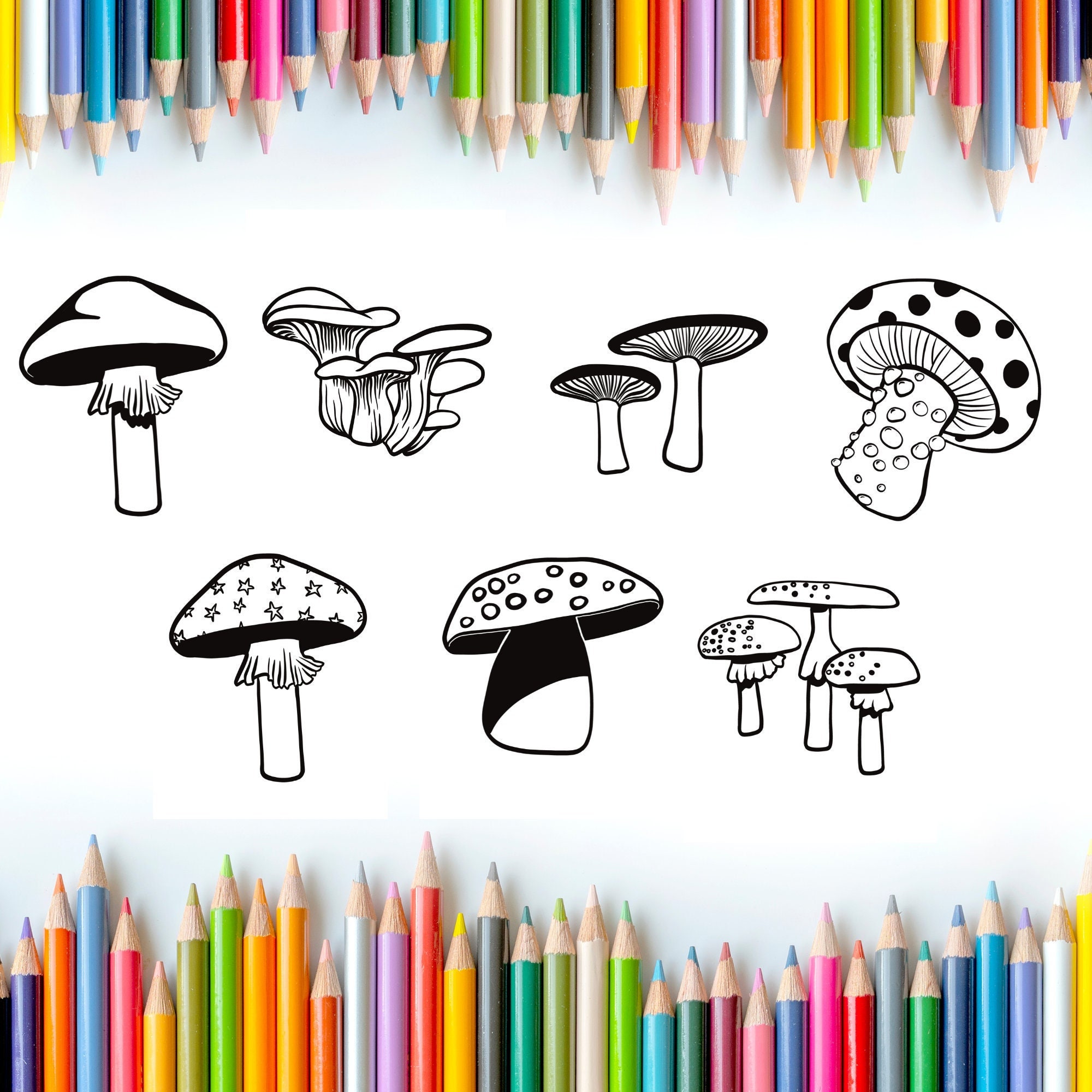 Mushroom Printable Coloring Pages - 8 Digital Download Pages - Eight ...