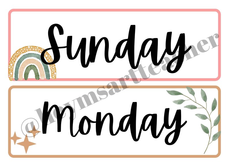 Boho Neutral Printable Days of the Week | Classroom Management ...