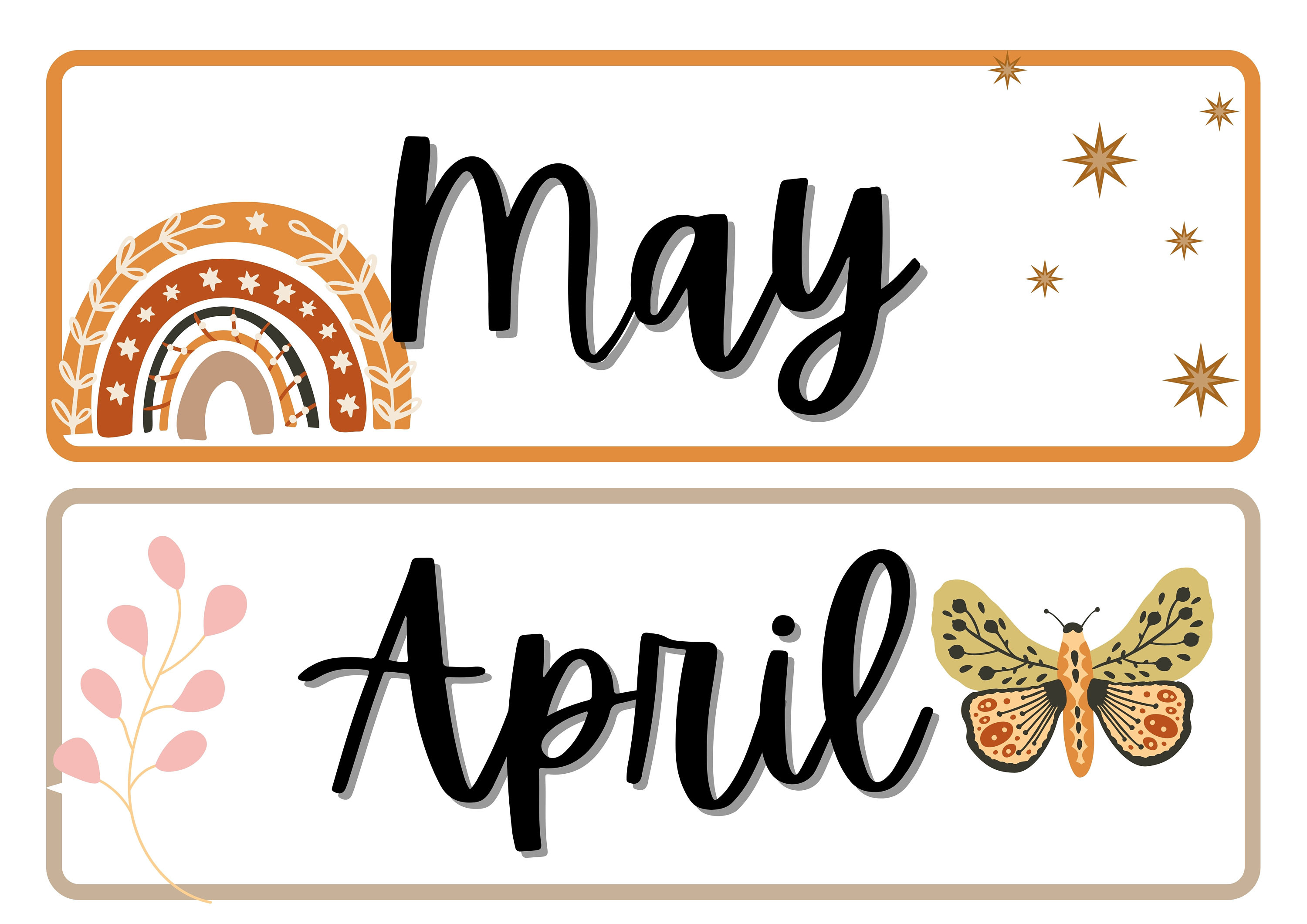 Boho Neutral Printable Months Calendar | Classroom Management | Digital ...