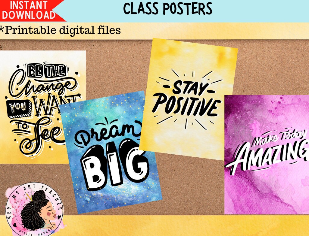 Watercolor Rainbow Printable Classroom Poster | Digital Download ...