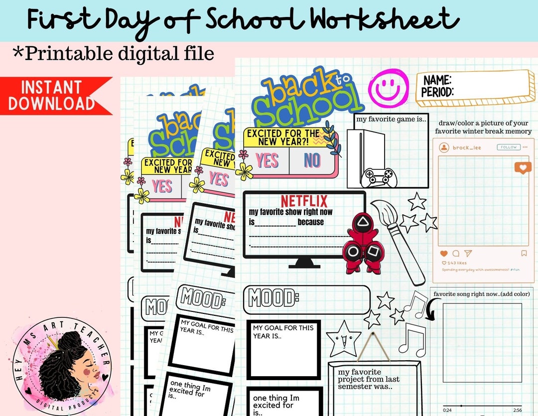 First Day of School Printable| Back to School Worksheet | Educational ...