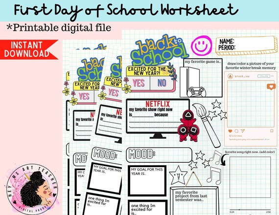 First Day of School Printable Back to School Worksheet | Etsy
