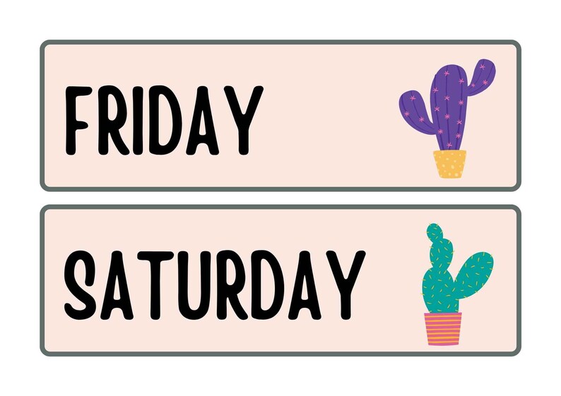 Cute Cactus Days of the Week | Classroom Management | Digital Download ...