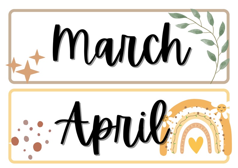 Boho Neutral Printable Months Calendar | Classroom Management | Digital ...
