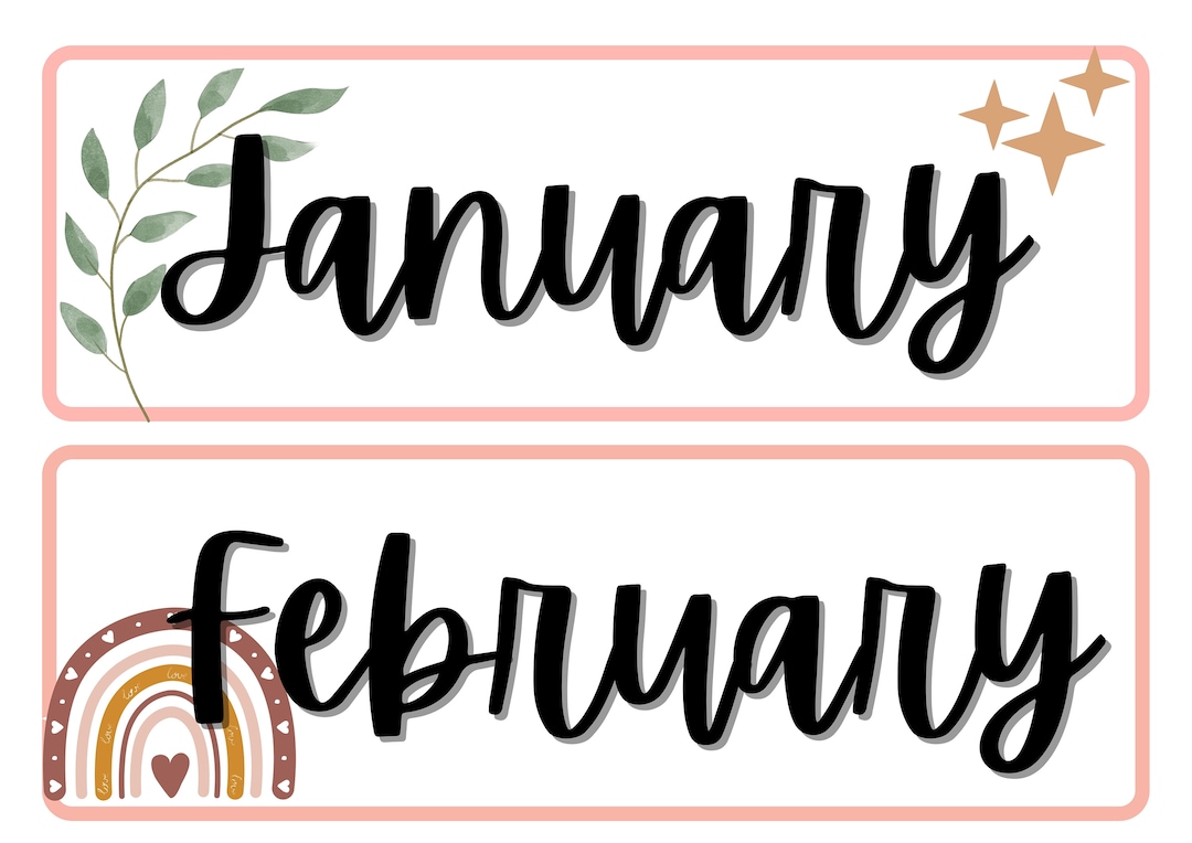 Boho Neutral Printable Months Calendar | Classroom Management | Digital ...