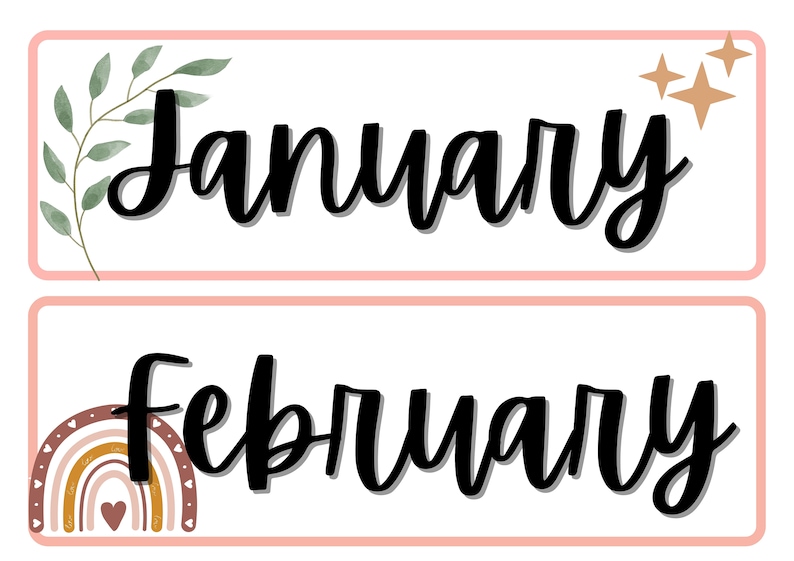 Boho Neutral Printable Months Calendar | Classroom Management | Digital ...