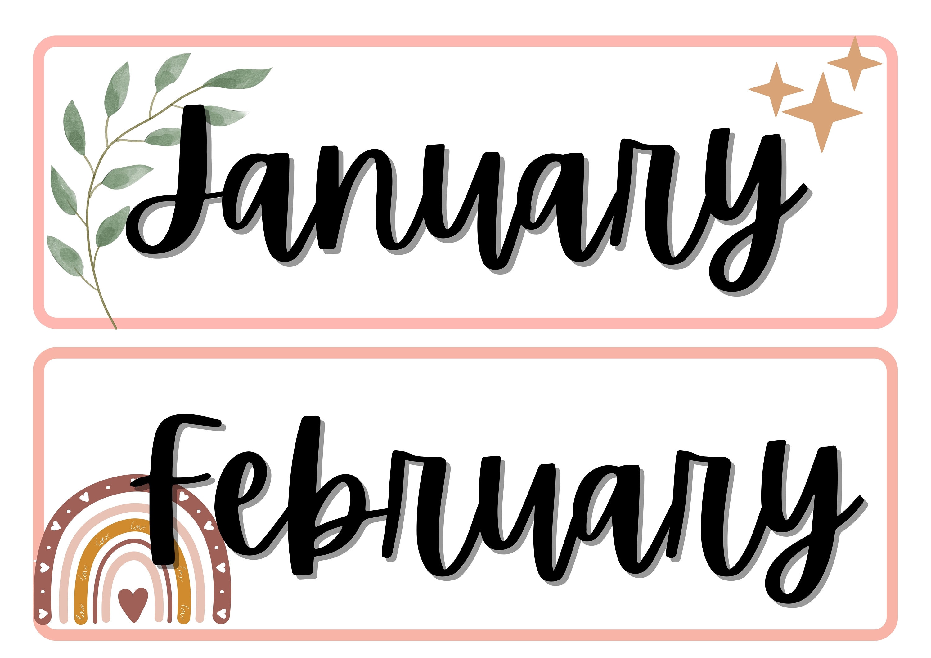 Boho Neutral Printable Months Calendar | Classroom Management | Digital ...
