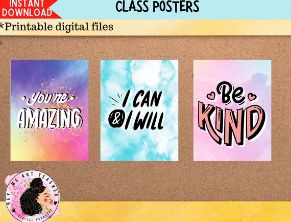 Watercolor Rainbow Printable Classroom Poster Digital | Etsy