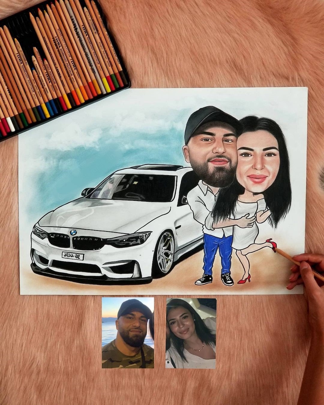 Caricature Draw Caricature by Photo Drawing Gift Idea - Etsy