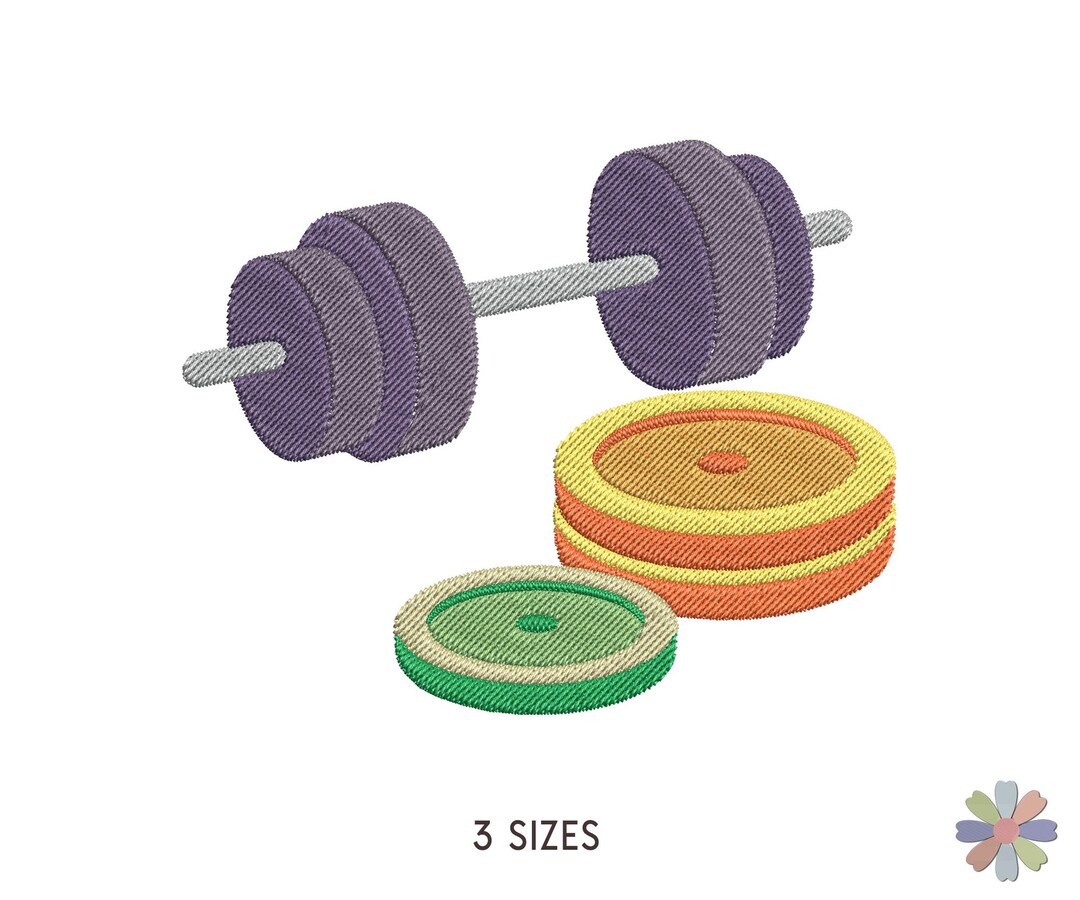 Dumbbell Barbell Muscle Bodybuilder Embroidery Design. Machine ...