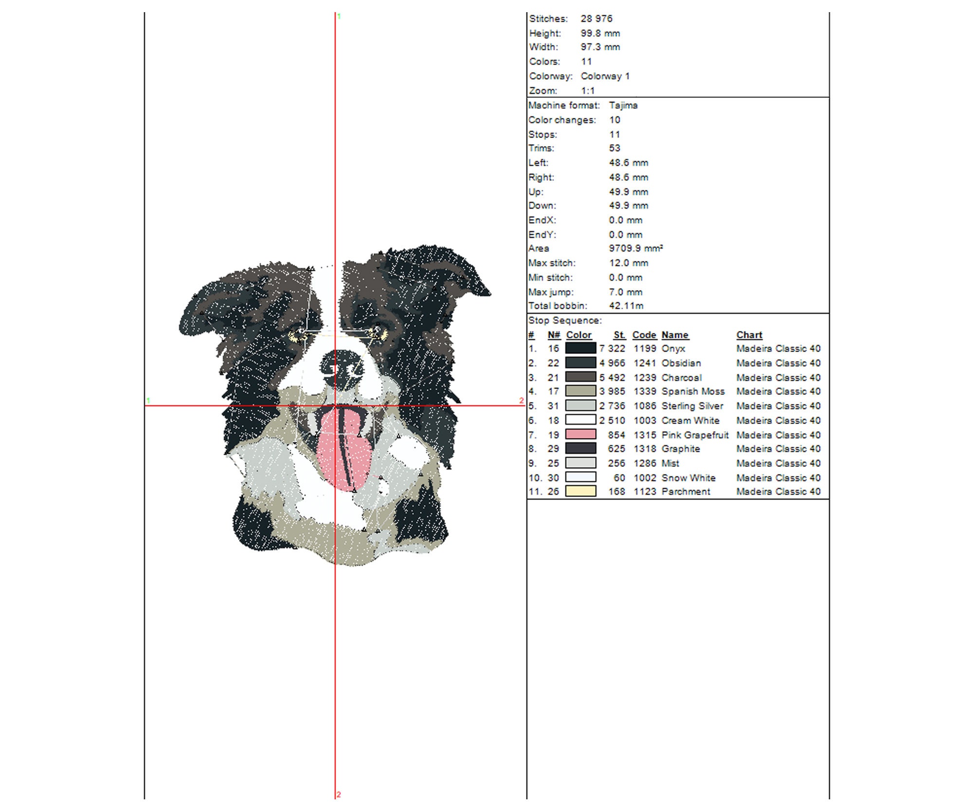 Border Collie Dog Head Embroidery Design Onni: Pet Head Scene (multi ...