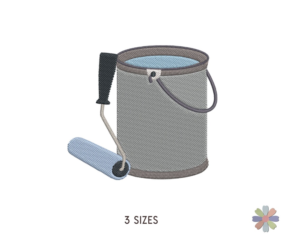 Paint Roller Working Tool and Paint Can Embroidery Design. Machine ...