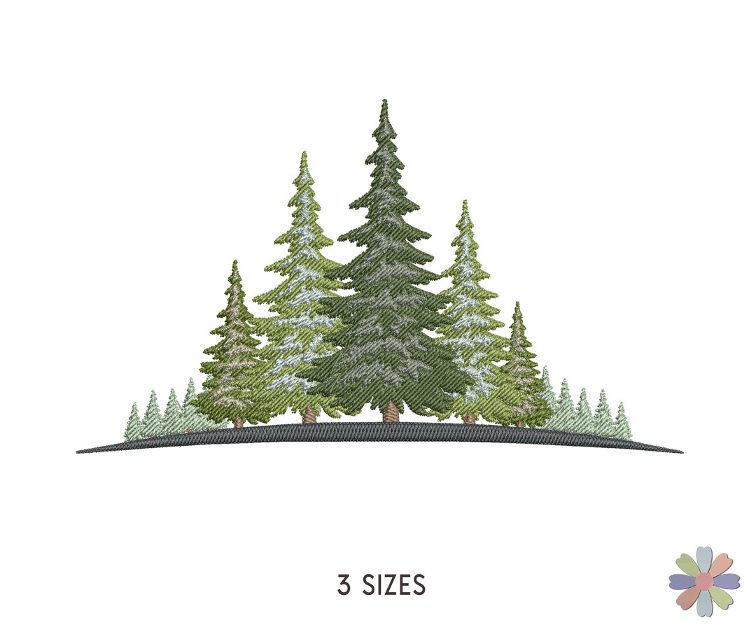 Evergreen Fir Trees Embroidery Design Onni. Machine Embroidery Pattern ...