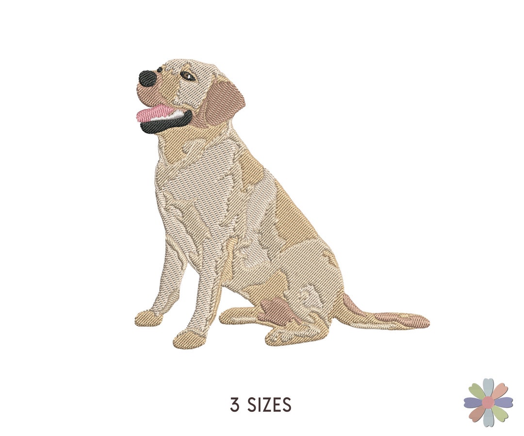 Labrador Retriever Dog Sitting Embroidery Design: Pet Scene (multi ...