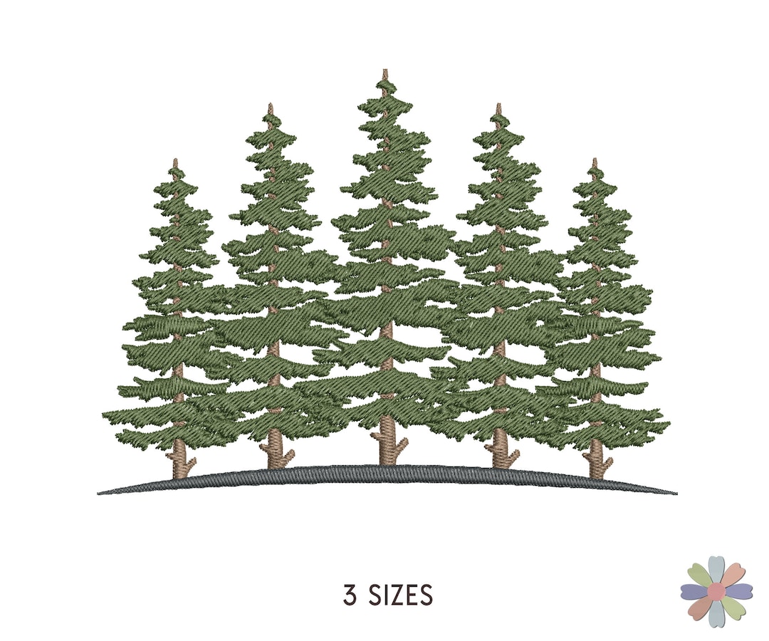 Evergreen Pine Trees Embroidery Design Onni. Machine Embroidery Pattern ...