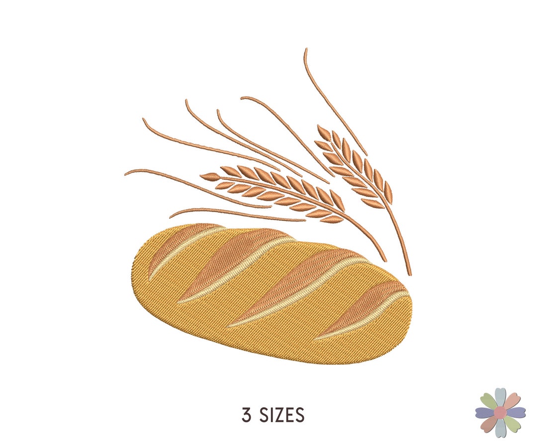 Bread Long Loaf With Rye Embroidery Design Onni. Machine Embroidery ...