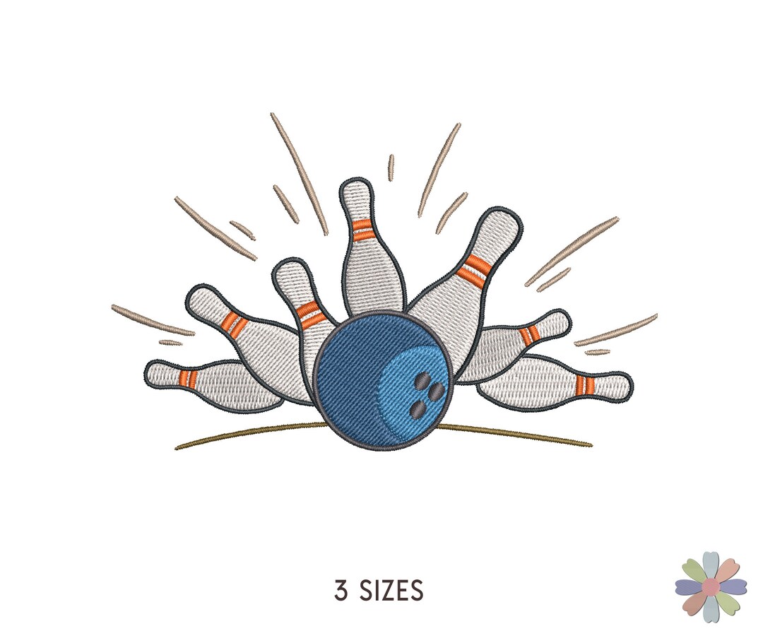 Play Bowling Concept Embroidery Design Thorti. Machine Embroidery Sport ...