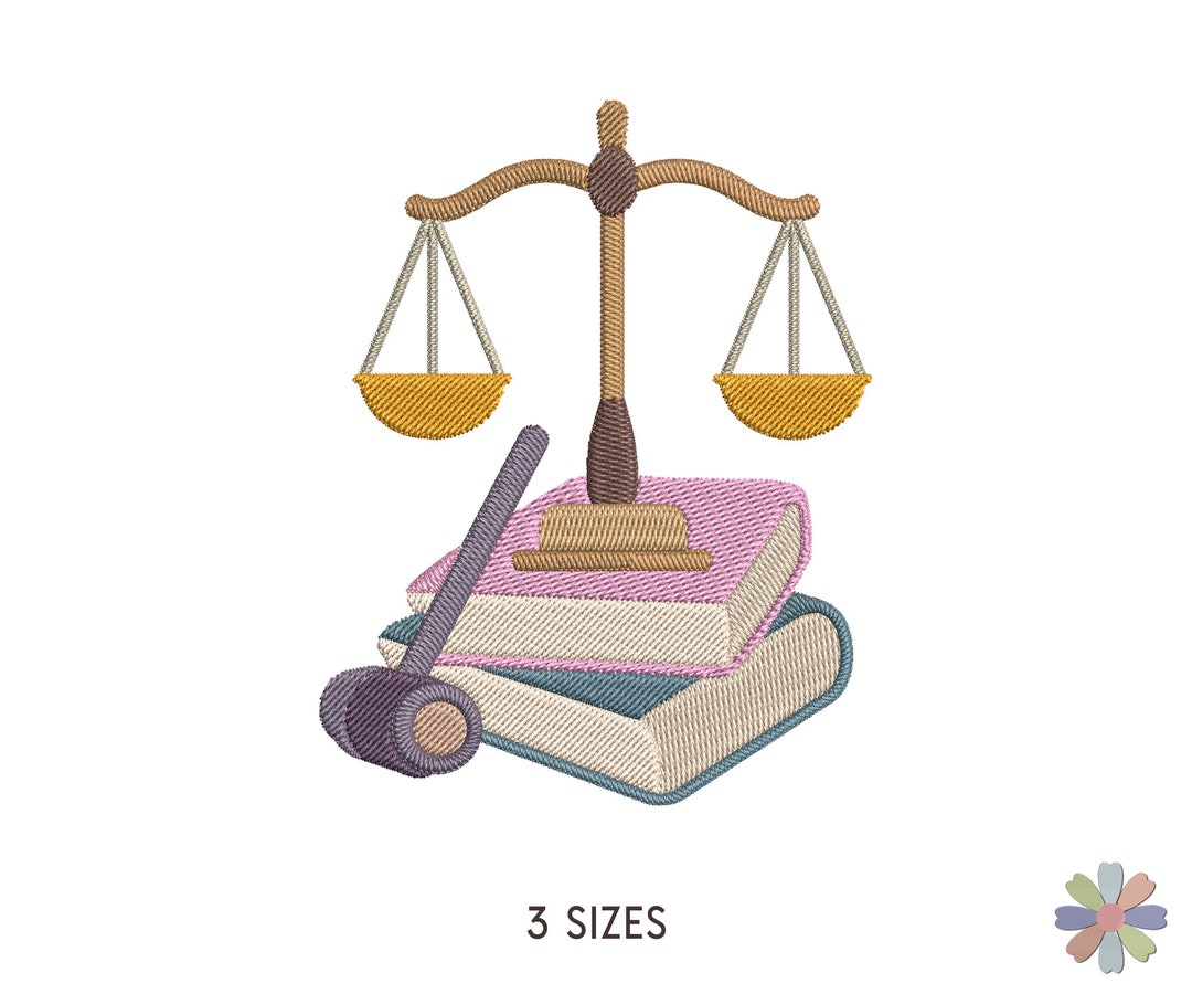 Juridical Laws Right Scales Judge Hammer Embroidery Design Twin ...