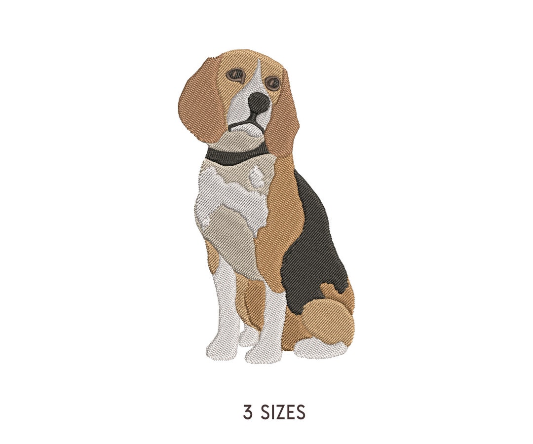 Beagle Dog Sitting Embroidery Design Onni. Dog Head Machine Embroidery ...