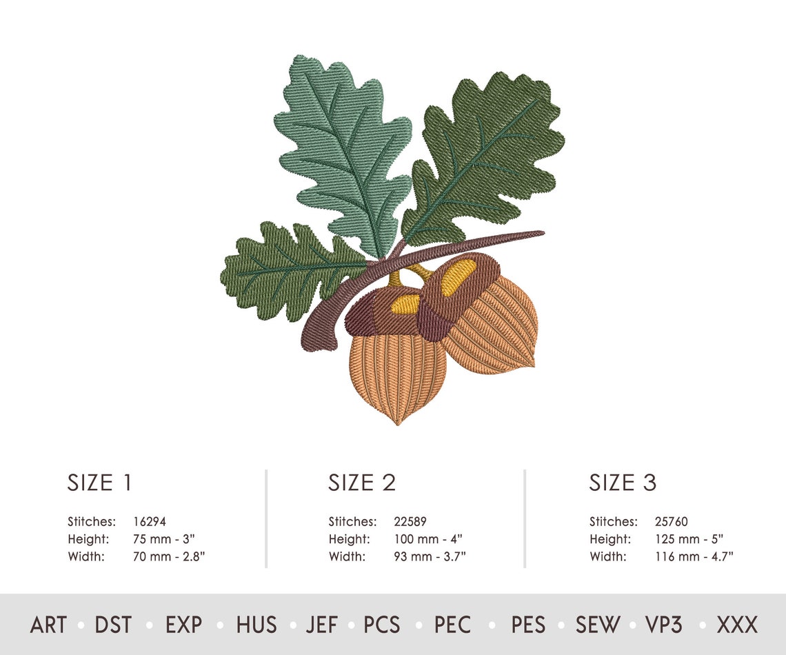 Oak Leaves and Acorns Embroidery Design Onni. Machine Embroidery ...