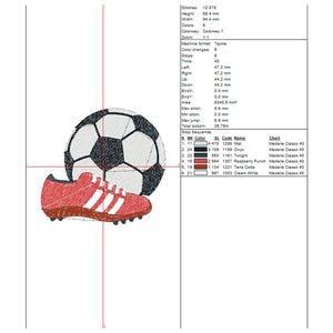 Football Ball and Boots Embroidery Design. Machine Embroidery Soccer ...
