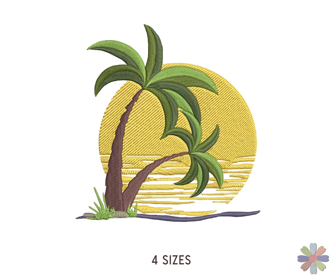 Palm Trees on Sunset Embroidery Design. Machine Embroidery Pattern ...