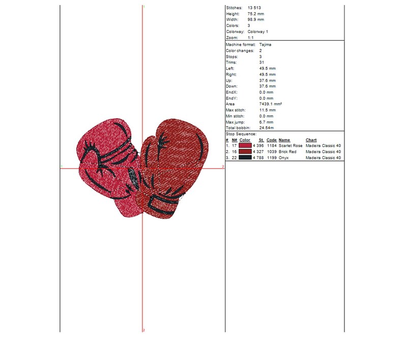 Boxing Gloves Equipment Embroidery Design Onni. Machine Embroidery ...