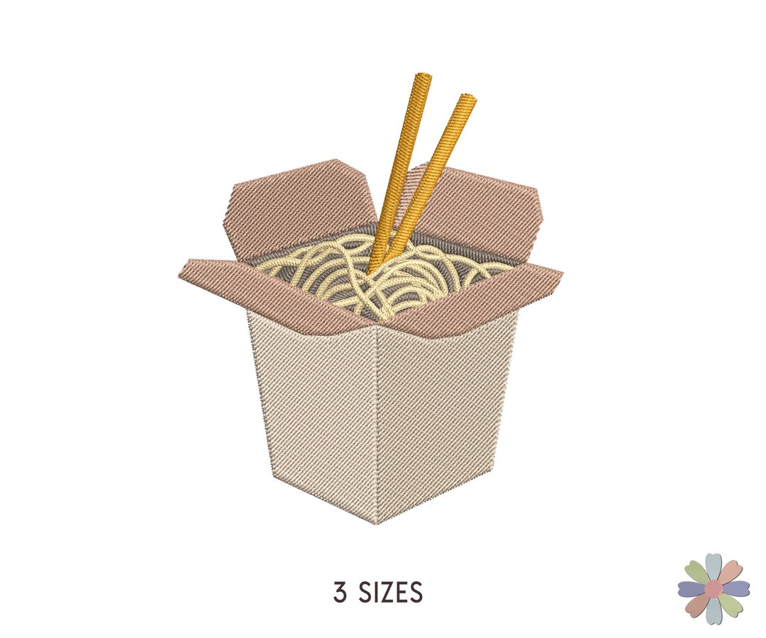 Fast Food Noodles in Box Embroidery Design. Machine Embroidery Food ...