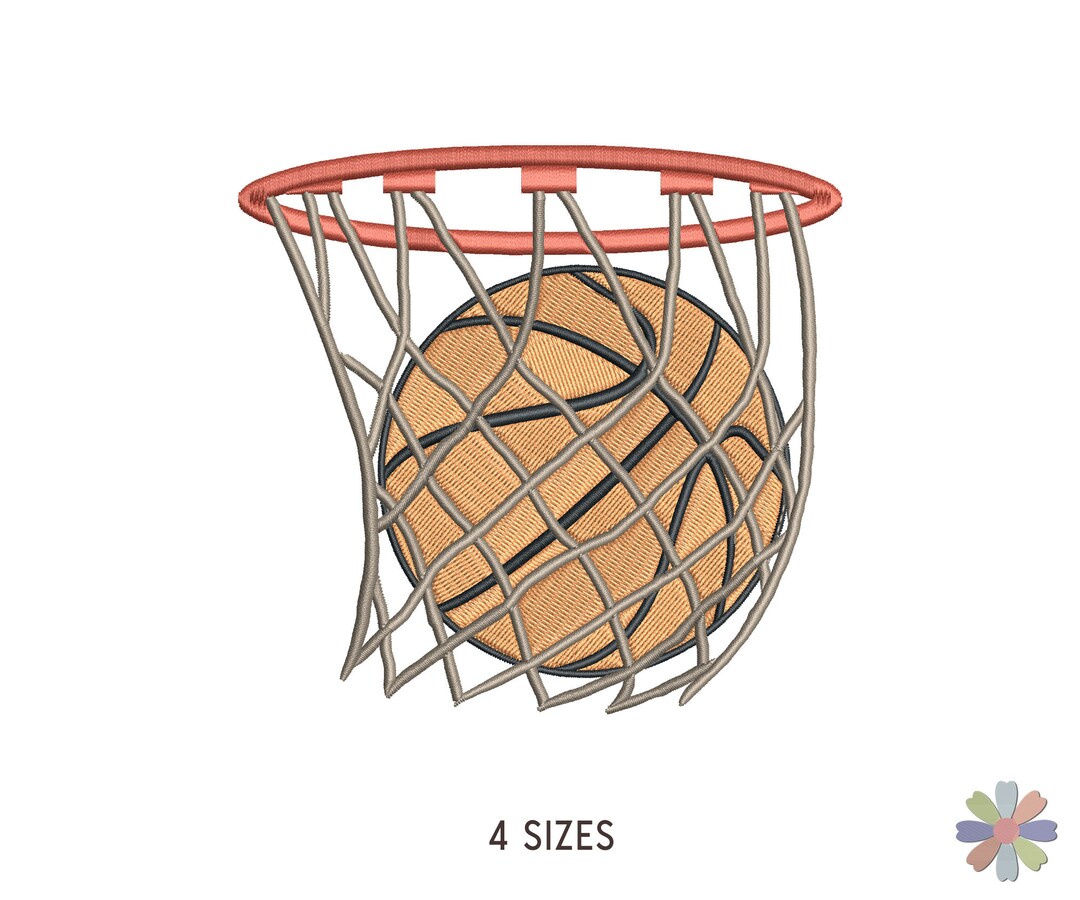 Basketball Ball in Basket Embroidery Design Twinni. Machine Embroidery ...