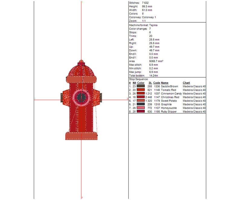 Red Fire Hydrant Embroidery Design: Emergency Equipment Scene (multi ...