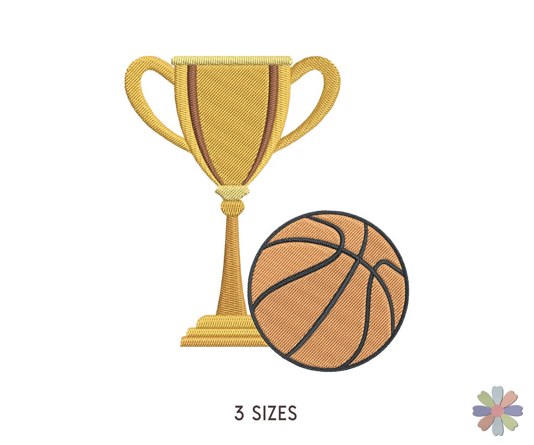 Winner Champion Cup and Basketball Ball Embroidery Design. Machine ...