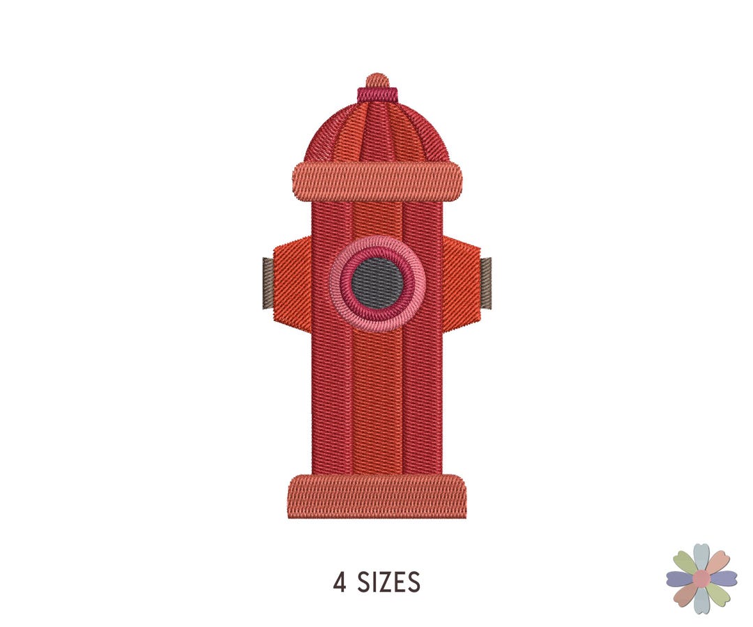 Red Fire Hydrant Embroidery Design: Emergency Equipment Scene (multi ...