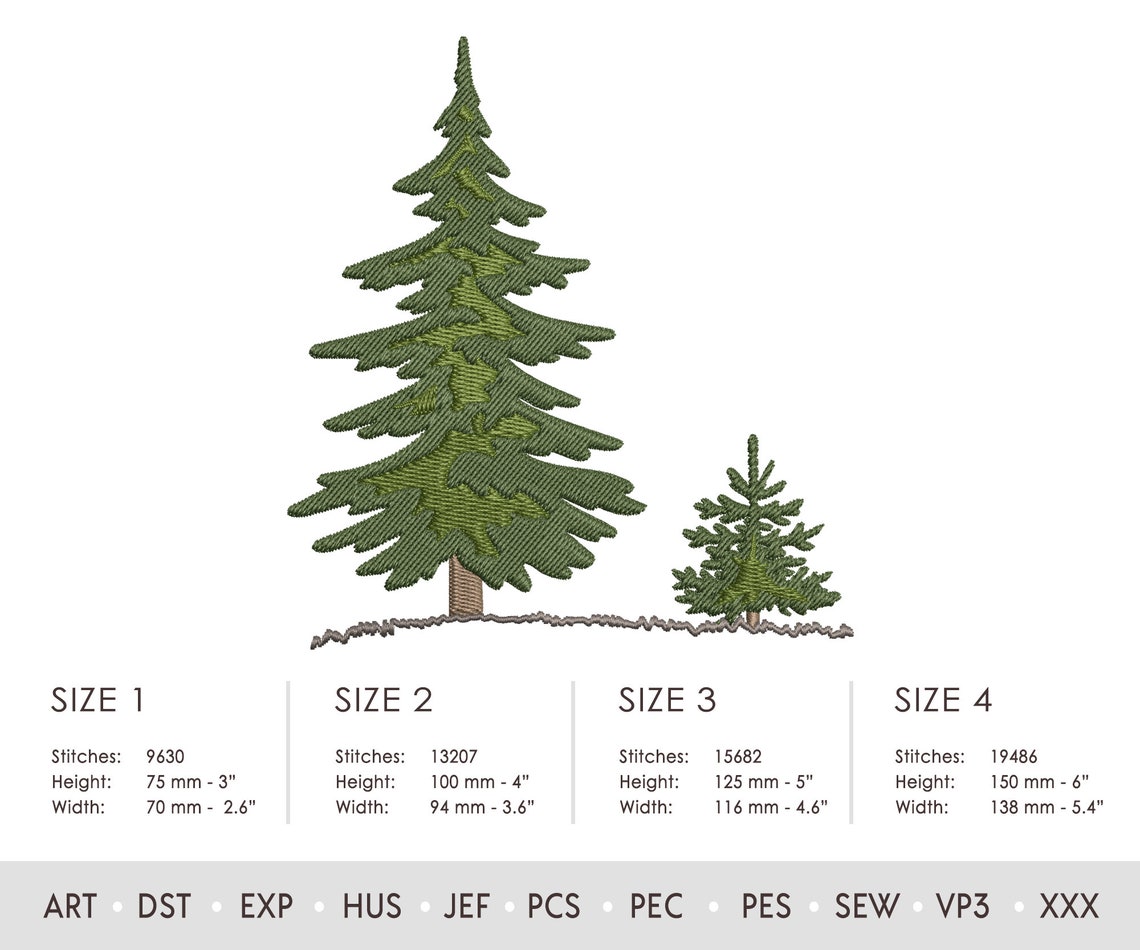 Two Fir Trees Embroidery Design. Machine Embroidery Pattern. - Etsy