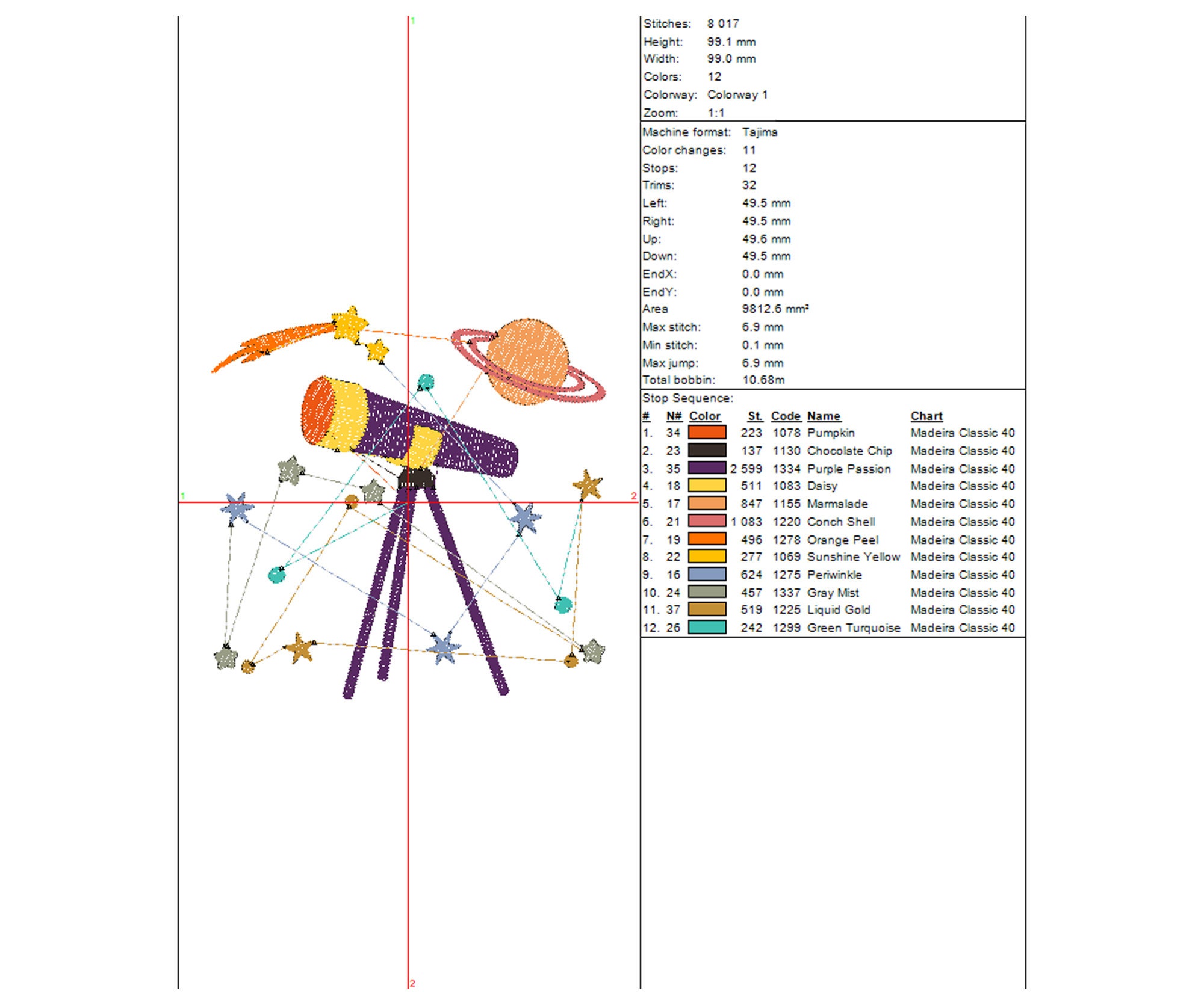 Astronomy Concept Telescope and Stars Embroidery Design. Machine ...