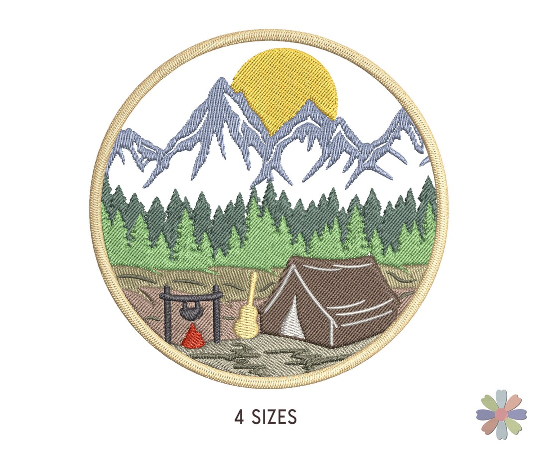 Camping in Mountains Forest With Tent Embroidery Design: Lifestyle ...
