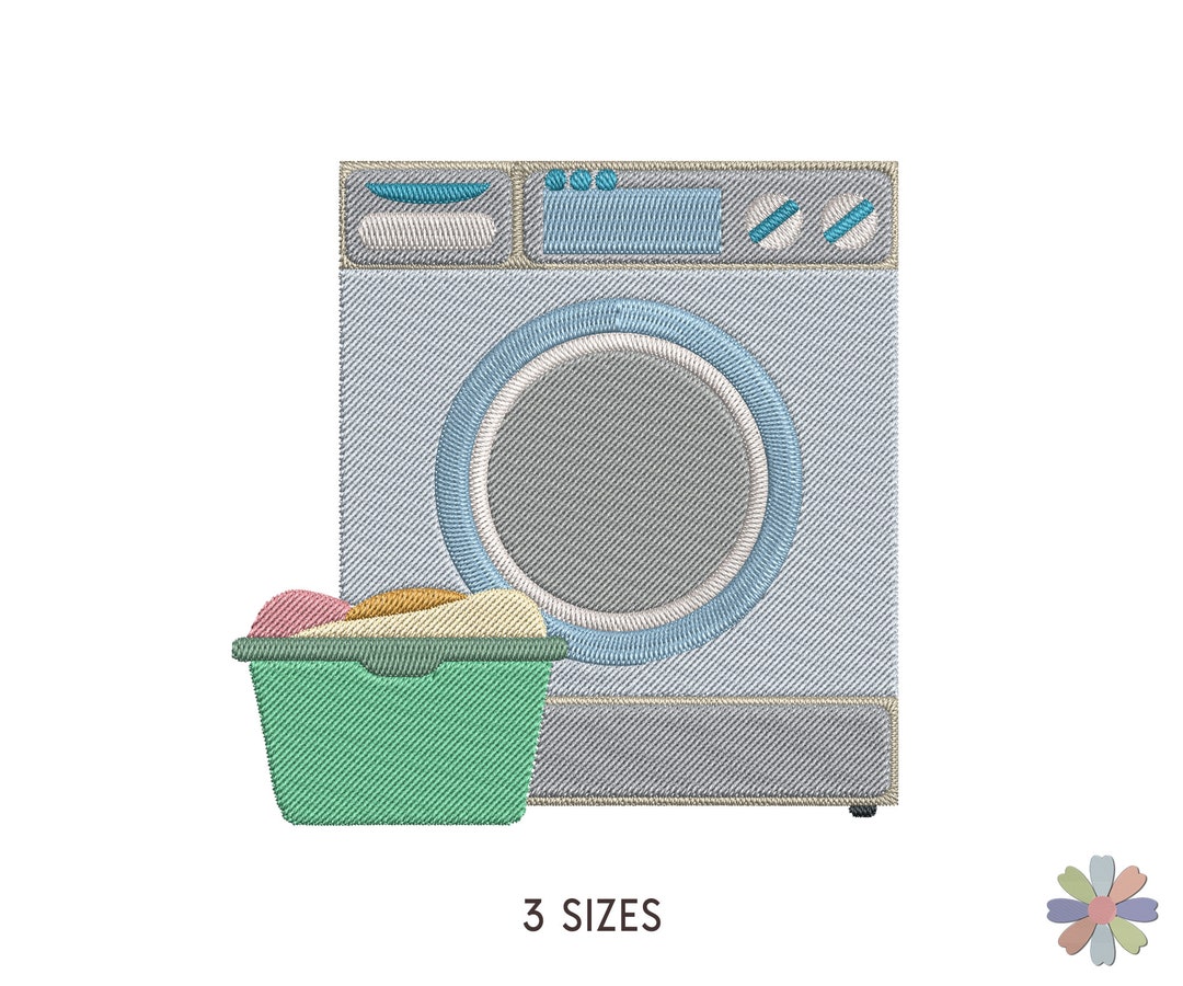 Washing Machine and Basin With Clothes Embroidery Design. Machine ...