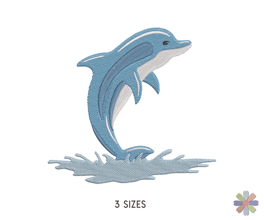 Dolphin Jumping Under Sea Water Embroidery Design: Sea Ocean Scene ...