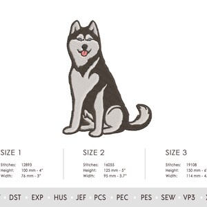 Husky Dog Sitting Embroidery Design Twinni. Dog Machine Embroidery ...