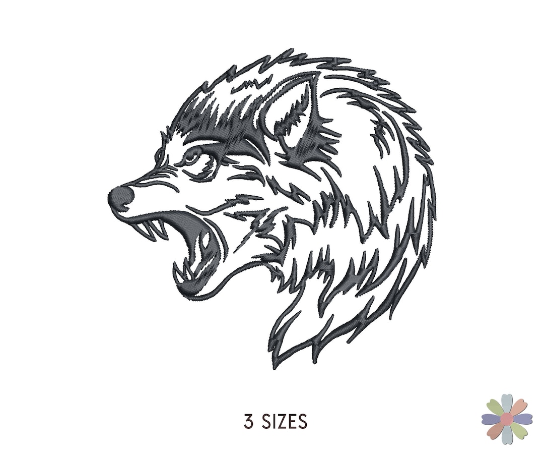 Roaring Wolf Head Embroidery Design. Machine Embroidery Pattern ...