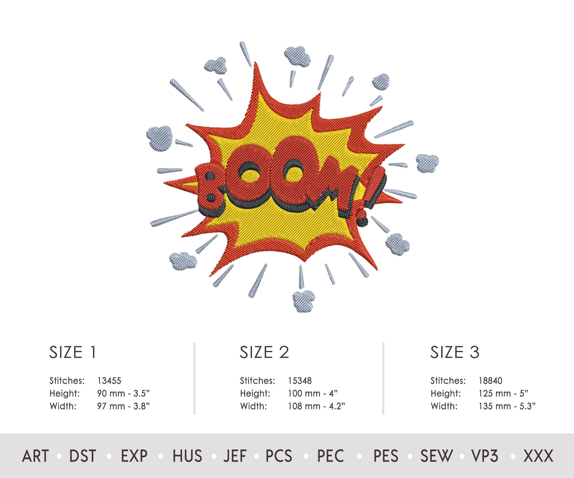 Explosion Cartoon Boom Embroidery Design. Machine Embroidery Cartoon ...